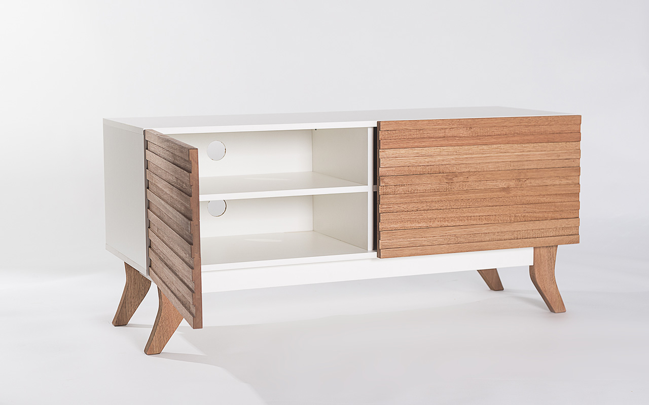 RACK TV VINTAGE 1200 MDF BRANCO 2 PORTAS DE MADEIRA 120x44x55 CM ...