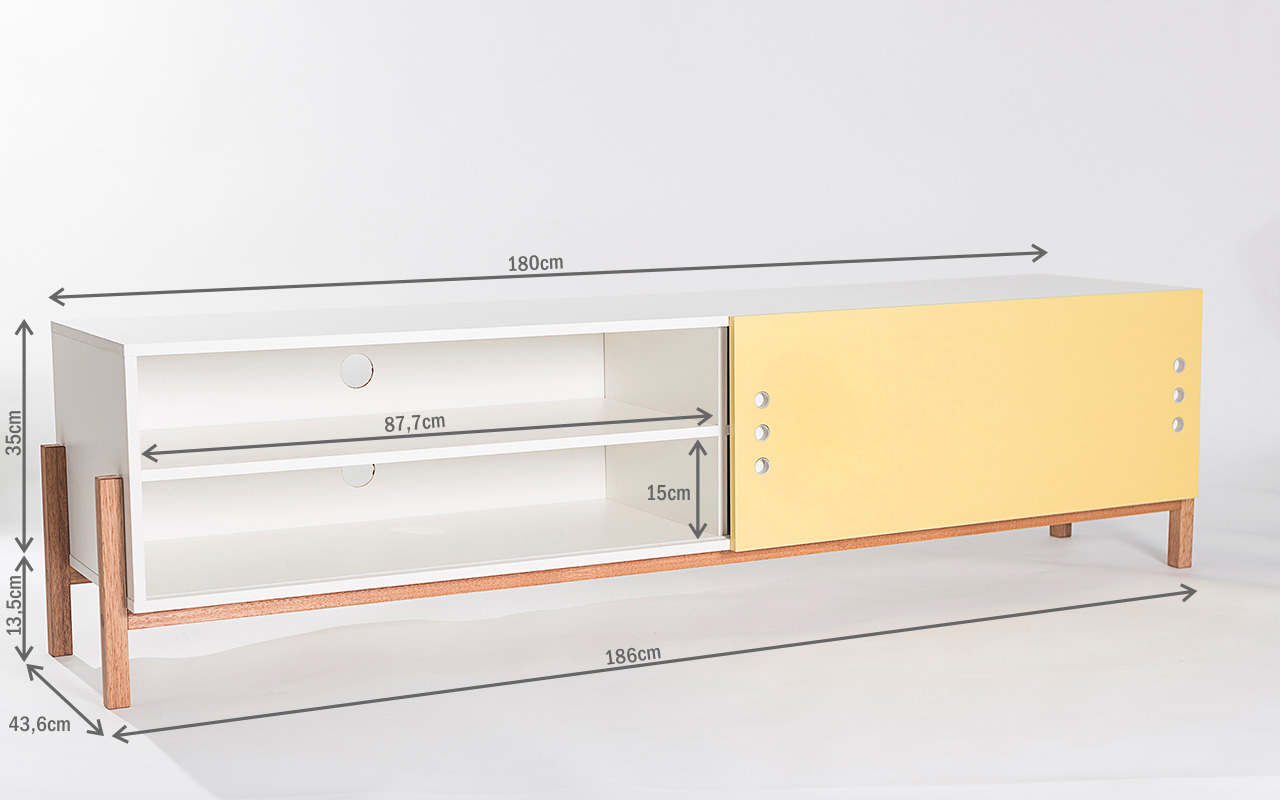 RACK TV CONTEMPORÂNEO MODERNO ERIC 1800 MDF BRANCO PÉS MADEIRA COR ...