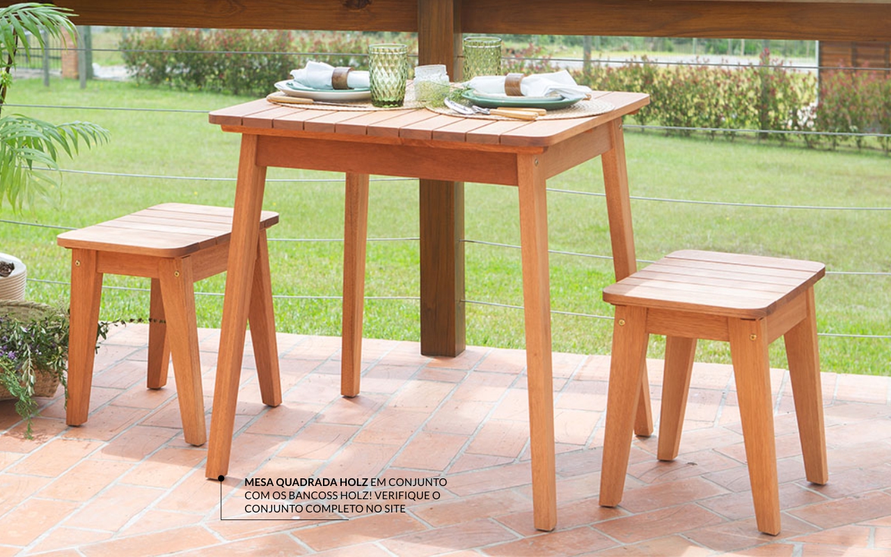 MESA PARA VARANDA PEQUENA HOLZ 73X70X76 CM COR CASTANHEIRA - Compre na ...
