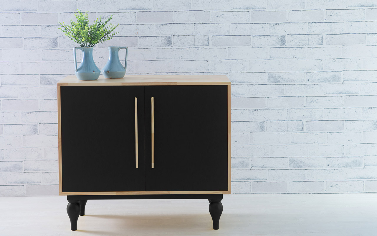 BUFFET PRETO PARA SALA DE JANTAR 2 PORTAS SIDERAL NATURAL E PRETO ...