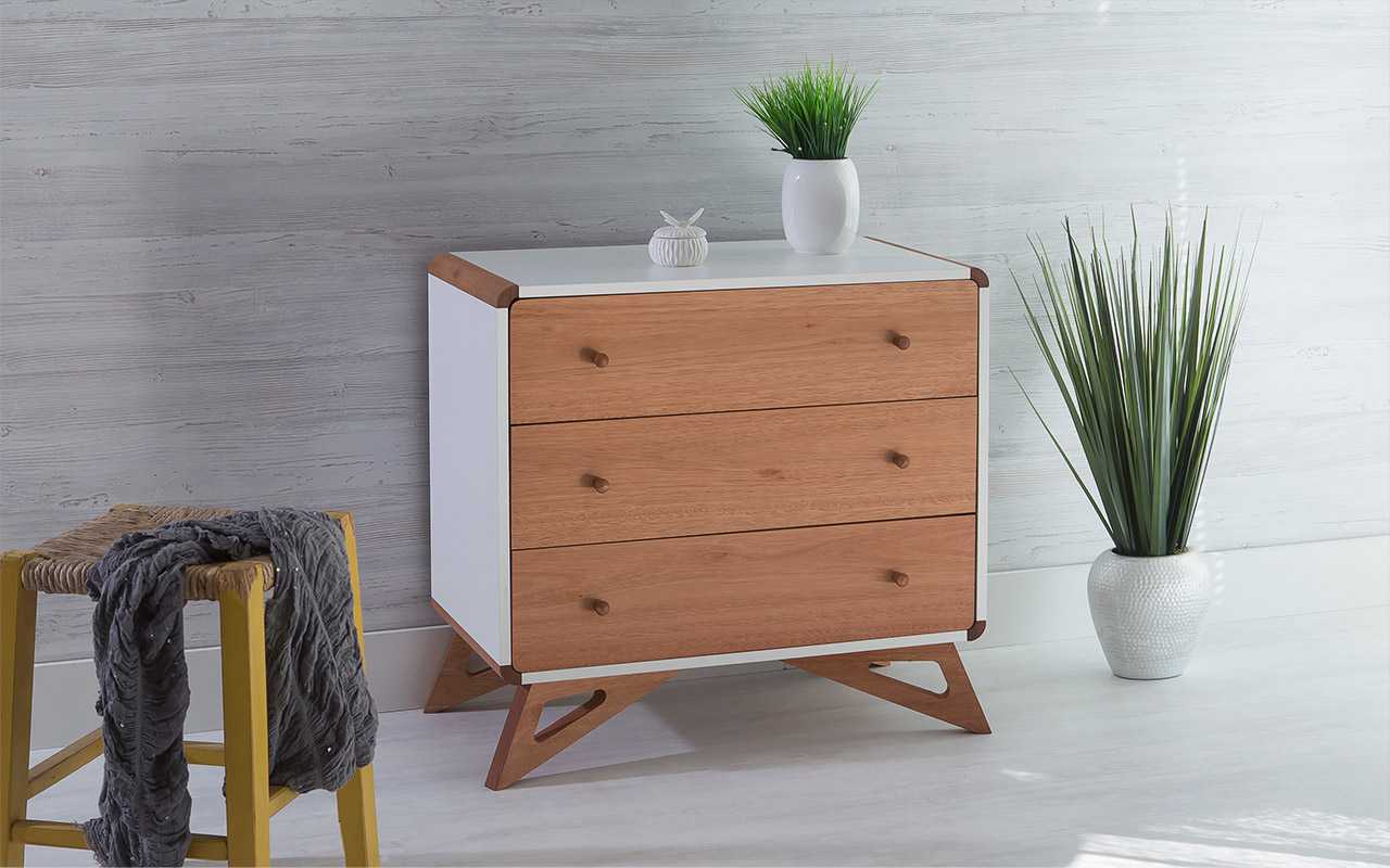 CÔMODA BRANCA MODERNA DE MADEIRA MACIÇA 3 GAVETAS PRESLEY STAIN ...