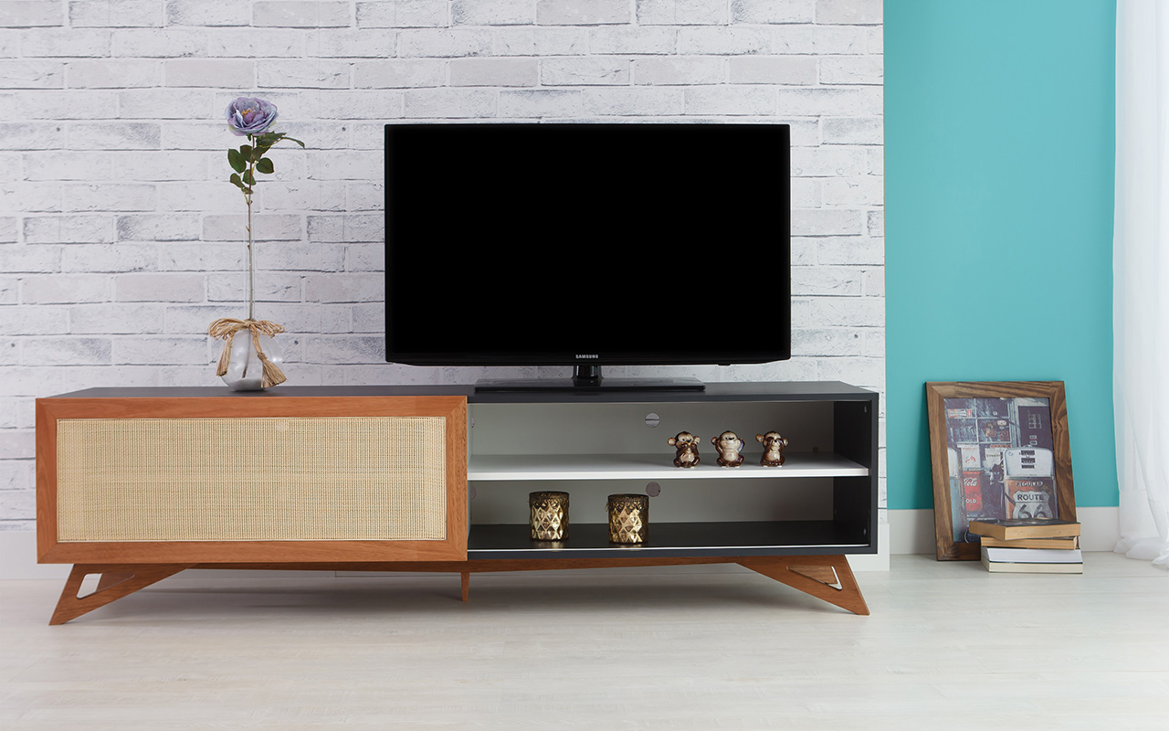 Idea Store - Compre (RACK PARA SALA PRETO MODERNO VINTAGE RETRÔ COM ...