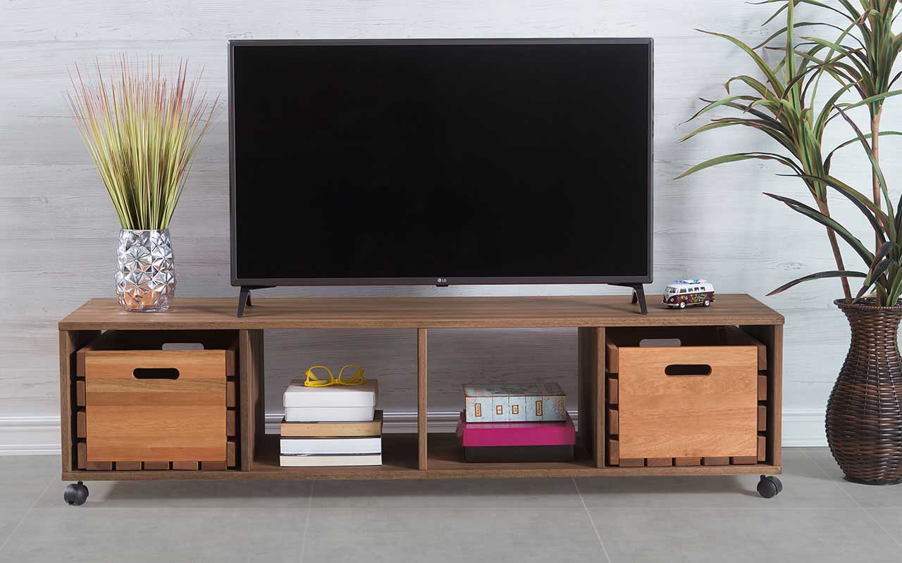 RACK PEQUENO PARA SALA DE MADEIRA MACIÇA HARVEST 162X42X41,5 CM - STAIN ...