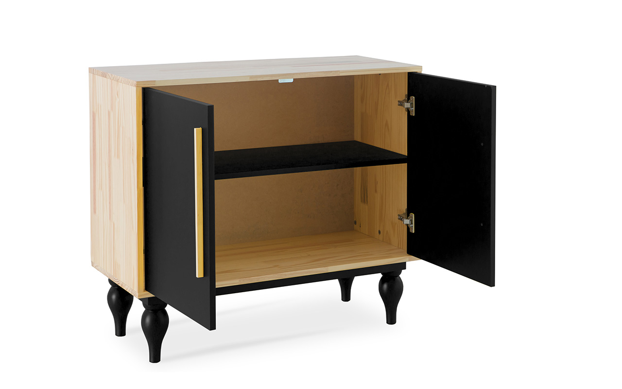 BUFFET PRETO PARA SALA DE JANTAR 2 PORTAS SIDERAL NATURAL E PRETO ...