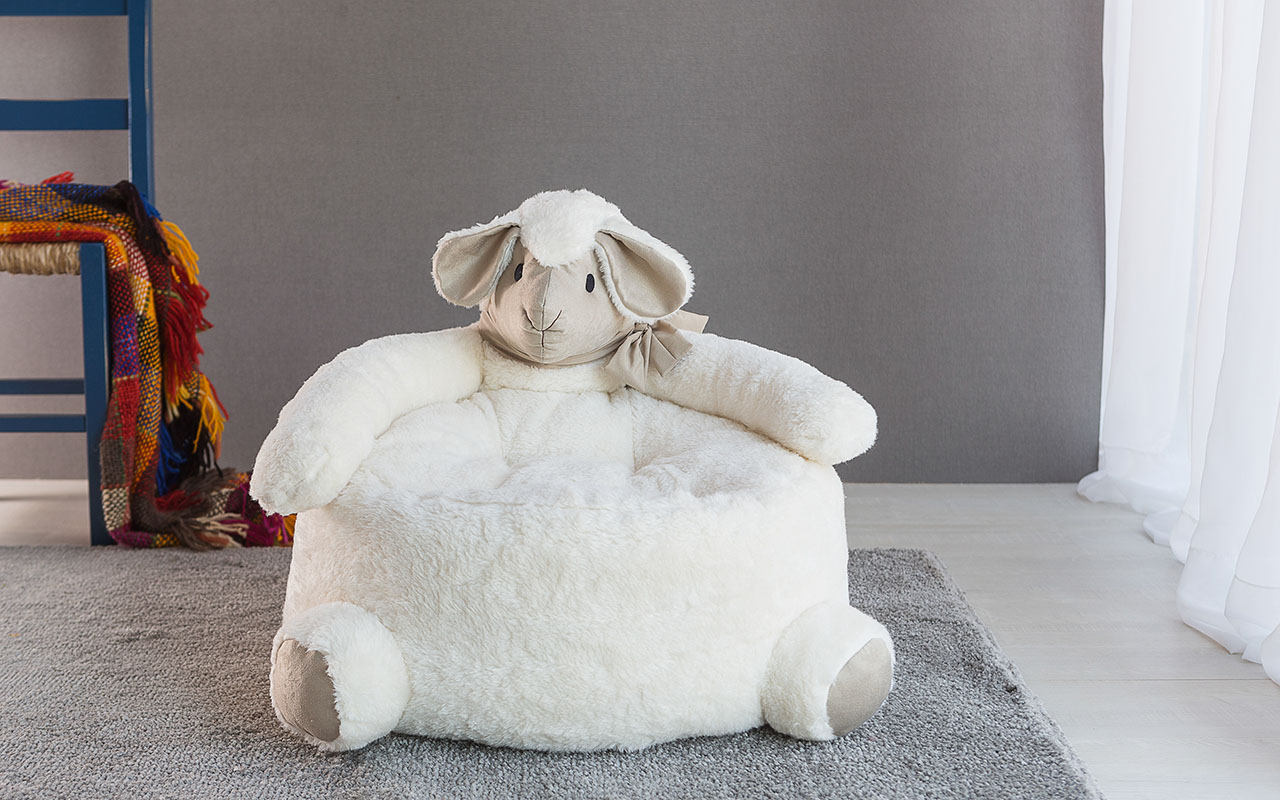 Idea Store - Compre (SOFÁ PUFF INFANTIL DE OVELHA PELÚCIA CLARA PARA ...