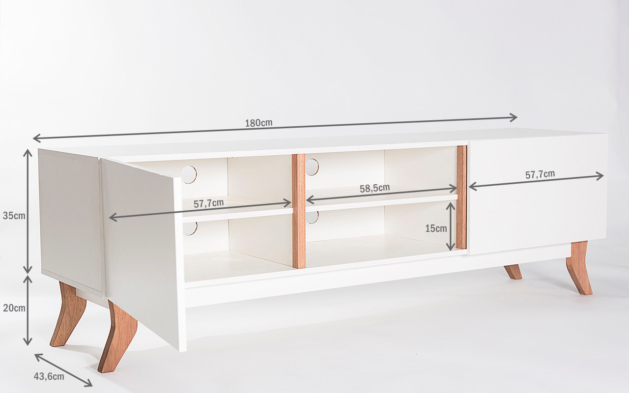 RACK BRANCO PARA TV VINTAGE 1800 MDF 2 PORTAS BRANCA 180x44x55 CM ...