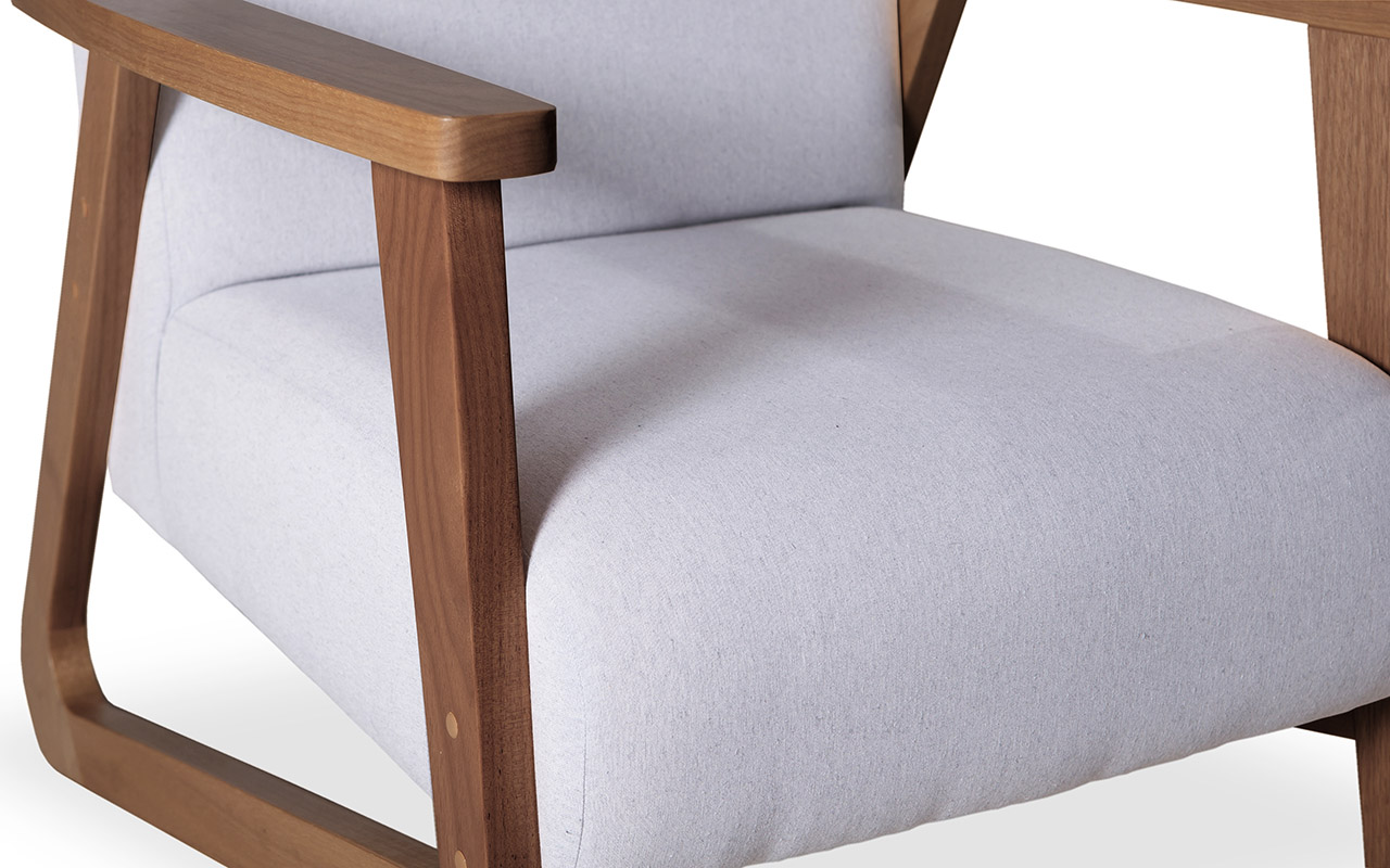 POLTRONA PARA QUARTO POLTRONA INDIVIDUAL DE MADEIRA ESTOFADA COR CINZA ...