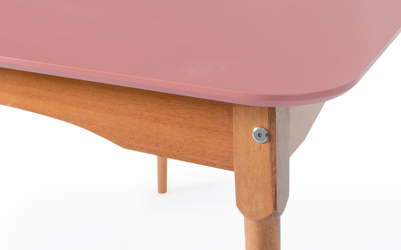 MESA PARA SALA DE JANTAR MIMO BASE VERNIZ JATOBÁ E TAMPO LACA ROSA ...