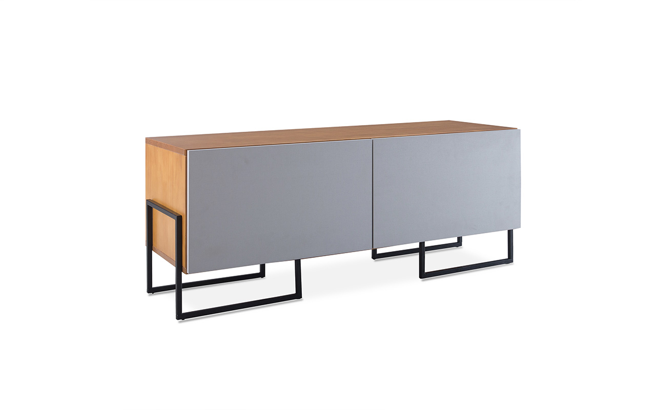 RACK PEQUENO PARA SALA COM 2 PORTAS CROSBY MDF FREIJÓ E CINZA 123X43 ...