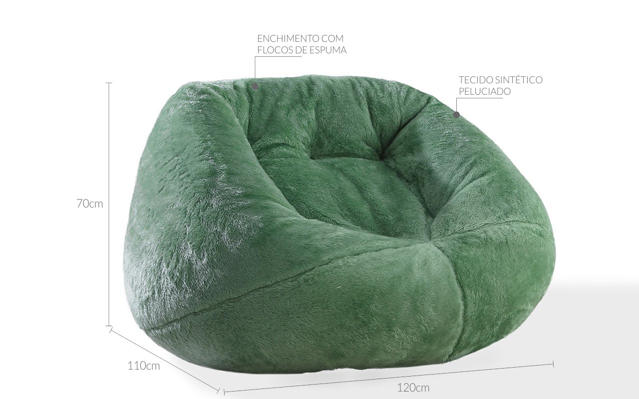 PUFF REDONDO DECORATIVO COZY - COR VERDE - 120X110X70CM- Compre na Idea ...