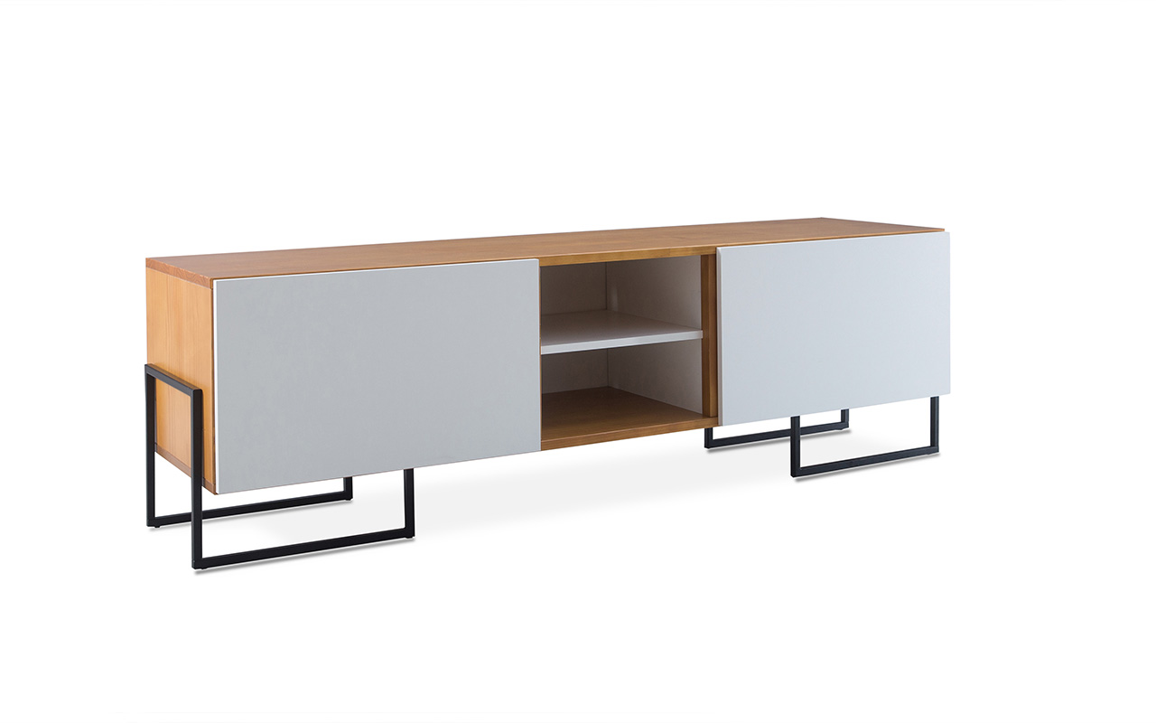 RACK PARA SALA VINTAGE 2 PORTAS CROSBY MDF FREIJÓ E BRANCO 163X43,6X48 ...