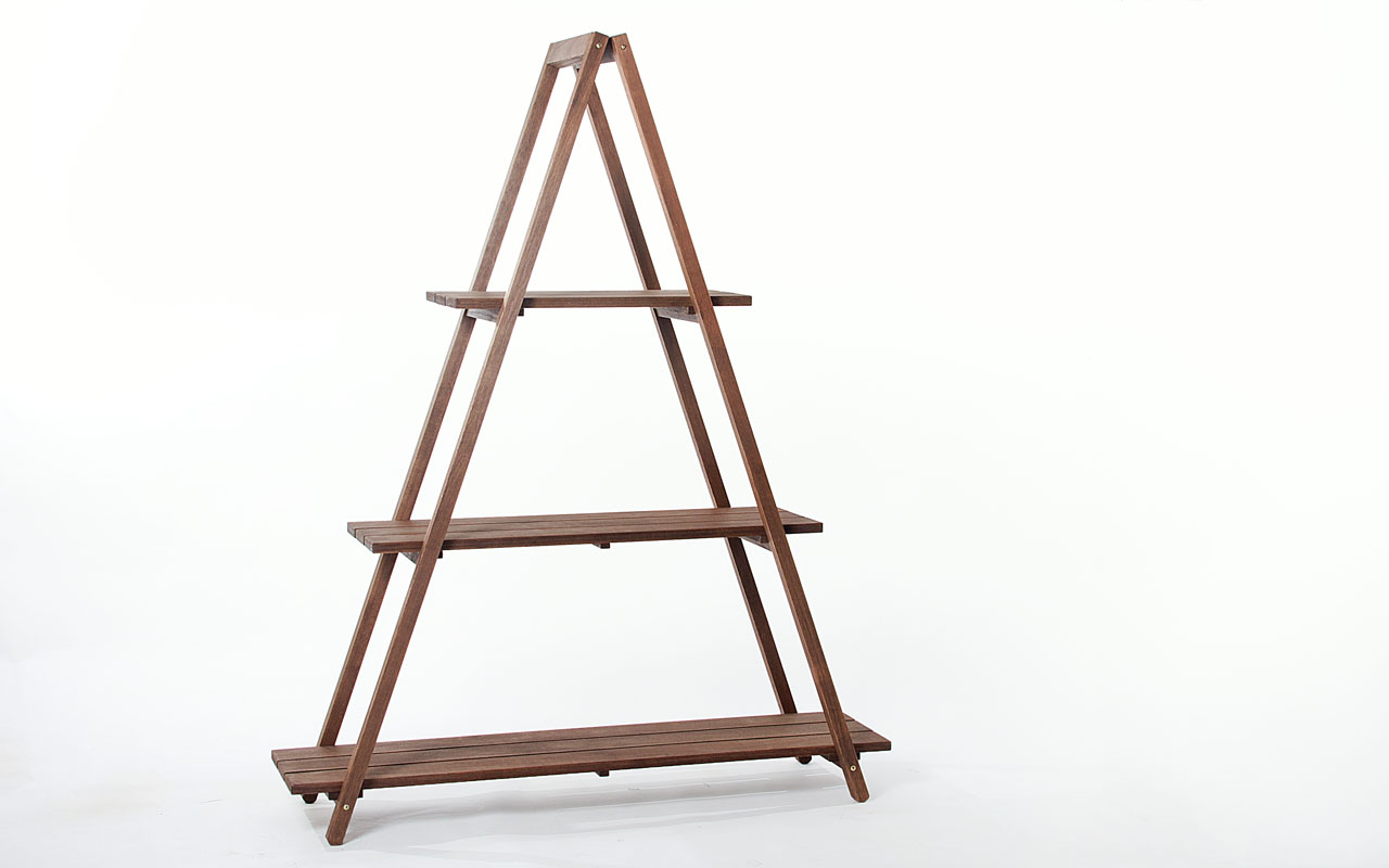 ESTANTE ESCADA DE MADEIRA MACIÇA DOBRÁVEL 3 PRATELEIRAS STAIN NOGUEIRA ...