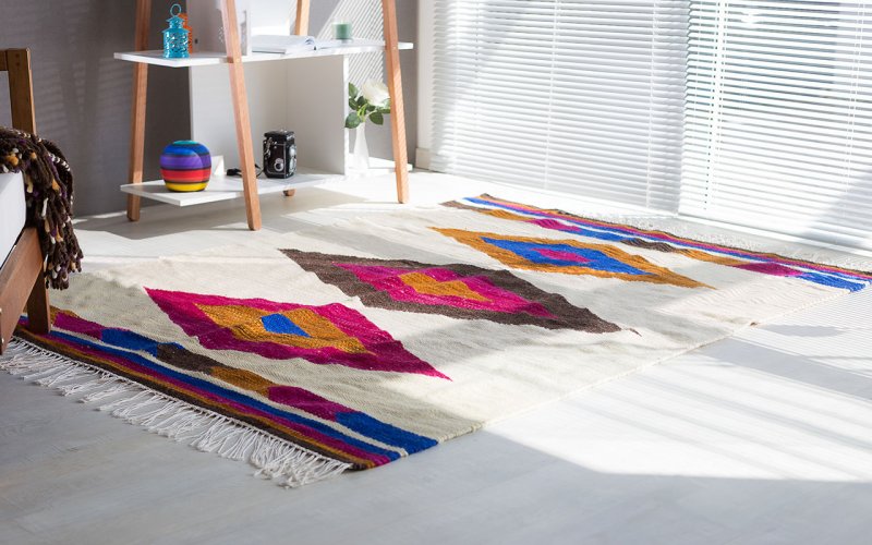 TAPETE PARA SALA GRANDE ARTESANAL DE LÃ NATURAL HANDMADE ESTILO BOHO ...