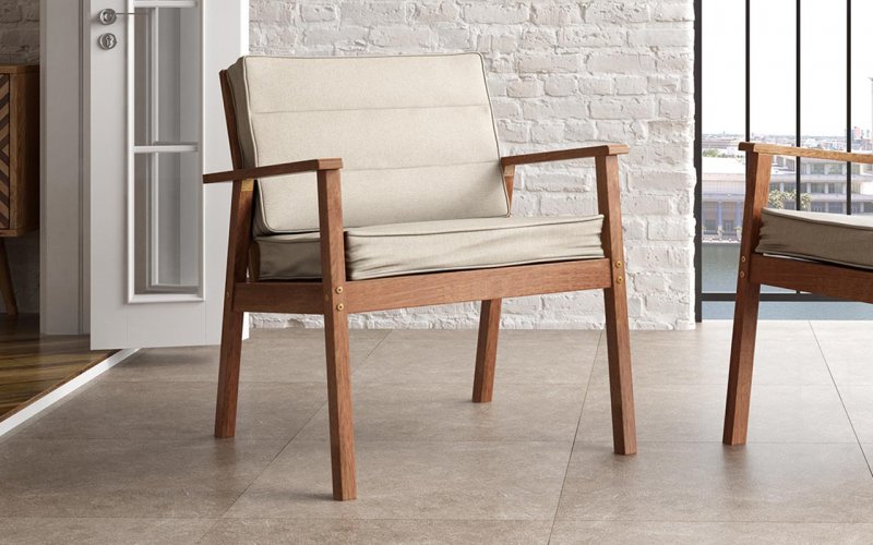 POLTRONA DE MADEIRA PARA VARANDA LEMMY 68X70X78 CM - ACABAMENTO STAIN ...