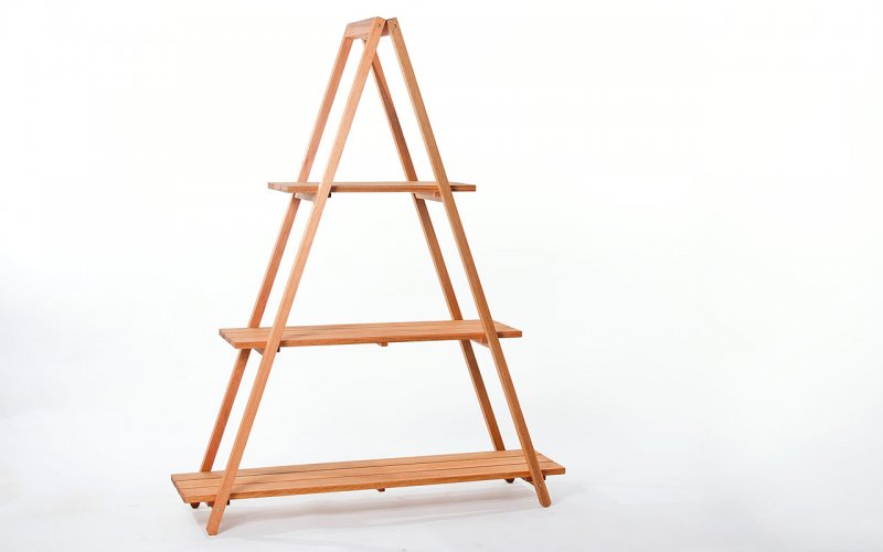 ESTANTE ESCADA DE MADEIRA MACIÇA DOBRÁVEL 3 PRATELEIRAS STAIN JATOBÁ ...